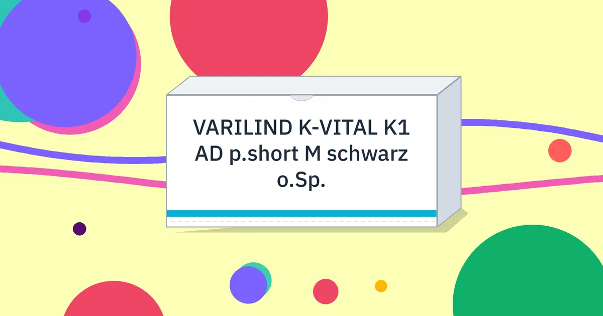 Symbolbild: Packung mit der Aufschrift VARILIND K-VITAL K1 AD p.short M schwarz o.Sp. (PZN 20566896) – Verfügbarkeit und Bezug in Apotheken in Frankfurt am Main