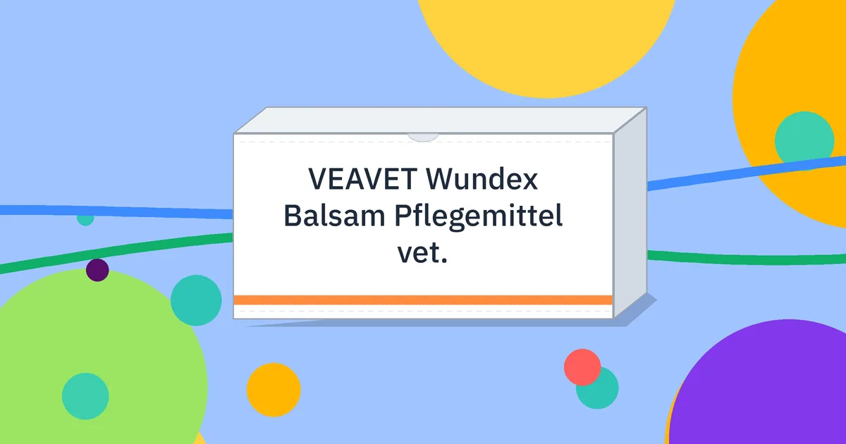 Symbolbild: Packung mit der Aufschrift VEAVET Wundex Balsam Pflegemittel vet. (PZN 20275236) – Verfügbarkeit und Bezug in Apotheken in Frankfurt am Main