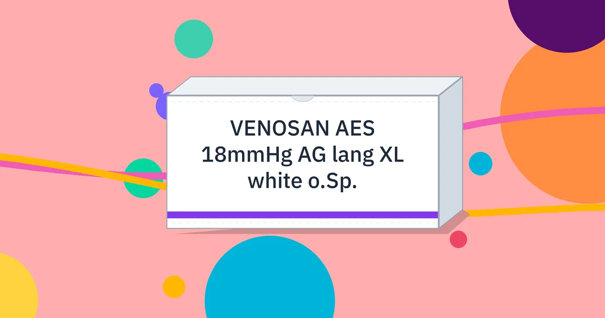 Symbolbild: Packung mit der Aufschrift VENOSAN AES 18mmHg AG lang XL white o.Sp. (PZN 15298927) – Verfügbarkeit und Bezug in Apotheken in Frankfurt am Main
