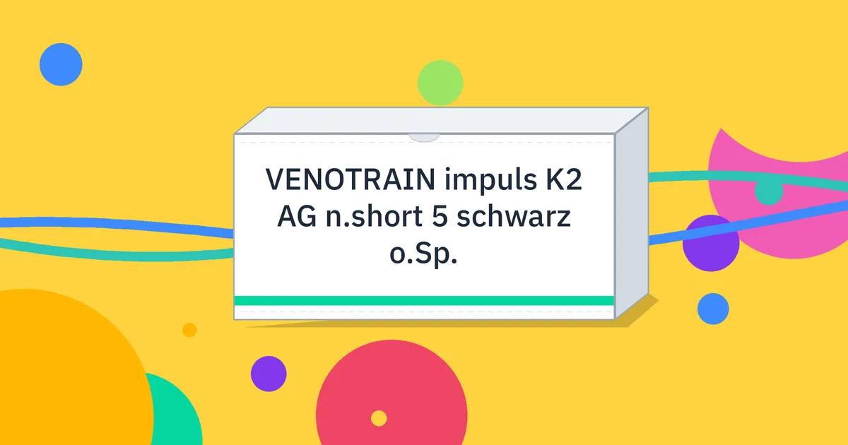 Symbolbild: Packung mit der Aufschrift VENOTRAIN impuls K2 AG n.short 5 schwarz o.Sp. (PZN 00496188) – Verfügbarkeit und Bezug in Apotheken in Frankfurt am Main