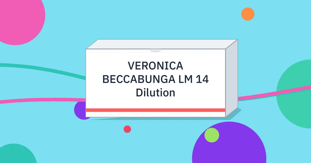 Symbolbild: Packung mit der Aufschrift VERONICA BECCABUNGA LM 14 Dilution (PZN 13269011) – Verfügbarkeit und Bezug in Apotheken in Frankfurt am Main