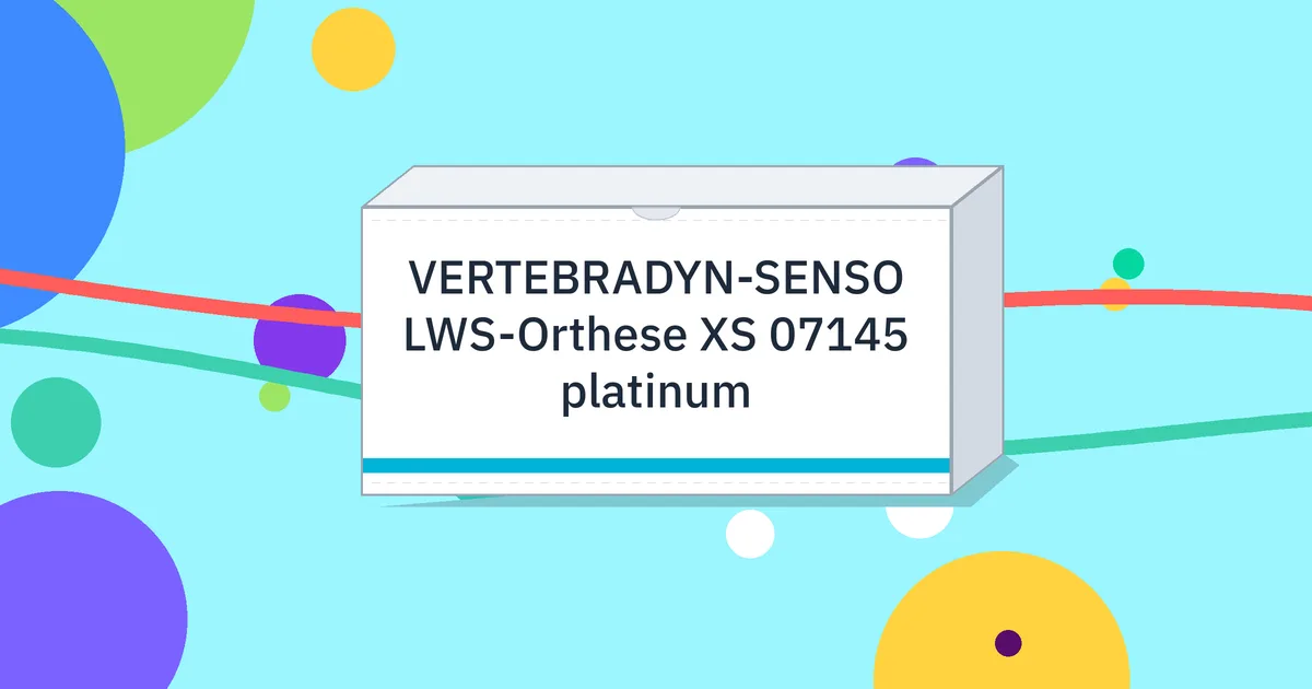 Symbolbild: Packung mit der Aufschrift VERTEBRADYN-SENSO LWS-Orthese XS 07145 platinum (PZN 05542869) – Verfügbarkeit und Bezug in Apotheken in Frankfurt am Main