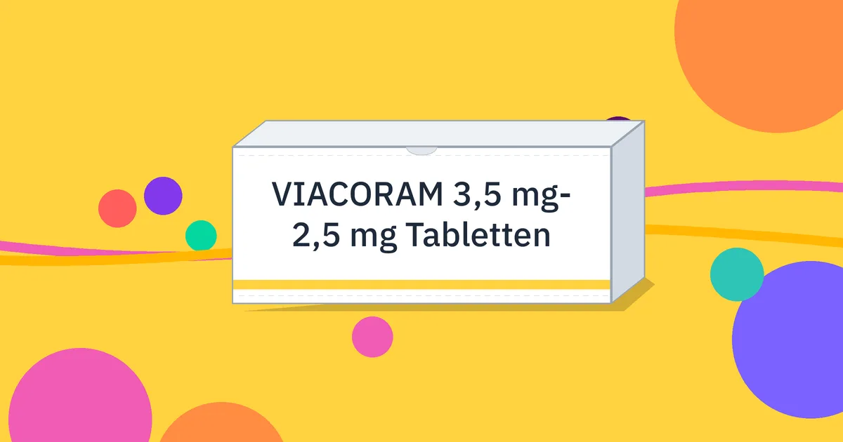 Symbolbild: Packung mit der Aufschrift VIACORAM 3,5 mg-2,5 mg Tabletten (PZN 16260772) – Verfügbarkeit und Bezug in Apotheken in Frankfurt am Main