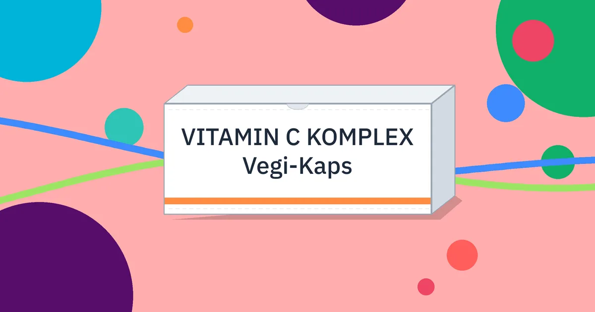 Symbolbild: Packung mit der Aufschrift VITAMIN C KOMPLEX Vegi-Kaps (PZN 06584864) – Verfügbarkeit und Bezug in Apotheken in Frankfurt am Main
