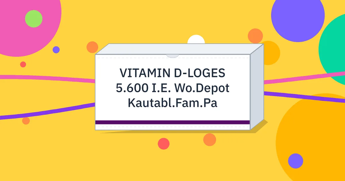Symbolbild: Packung mit der Aufschrift VITAMIN D-LOGES 5.600 I.E. Wo.Depot Kautabl.Fam.Pa (PZN 11640978) – Verfügbarkeit und Bezug in Apotheken in Frankfurt am Main