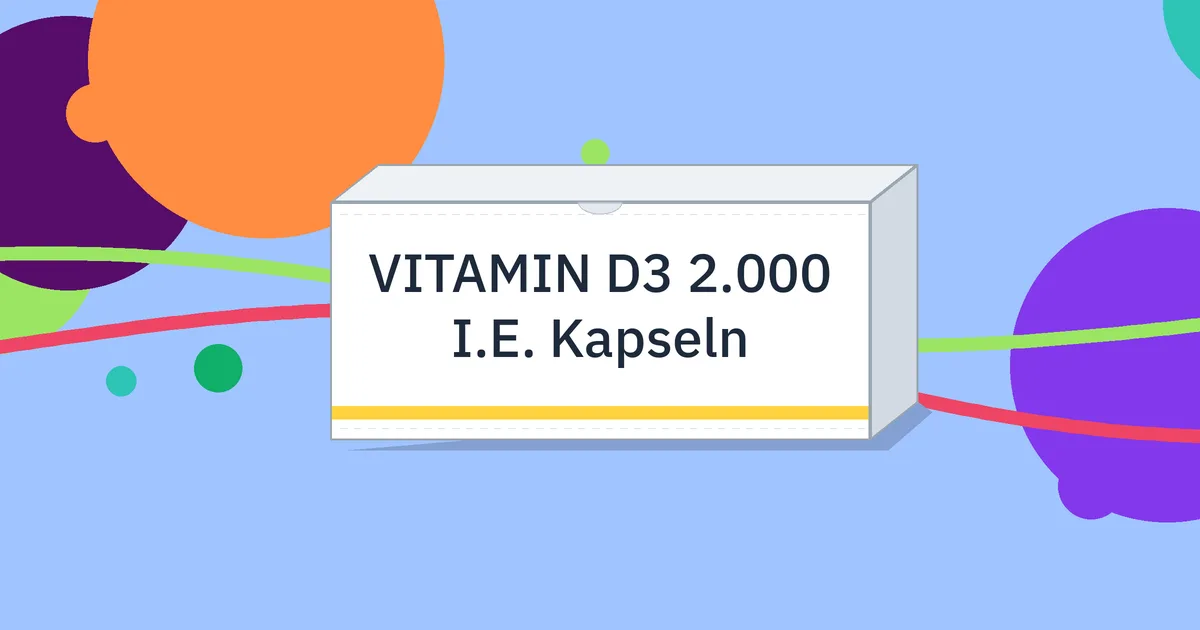 Symbolbild: Packung mit der Aufschrift VITAMIN D3 2.000 I.E. Kapseln (PZN 16937430) – Verfügbarkeit und Bezug in Apotheken in Frankfurt am Main