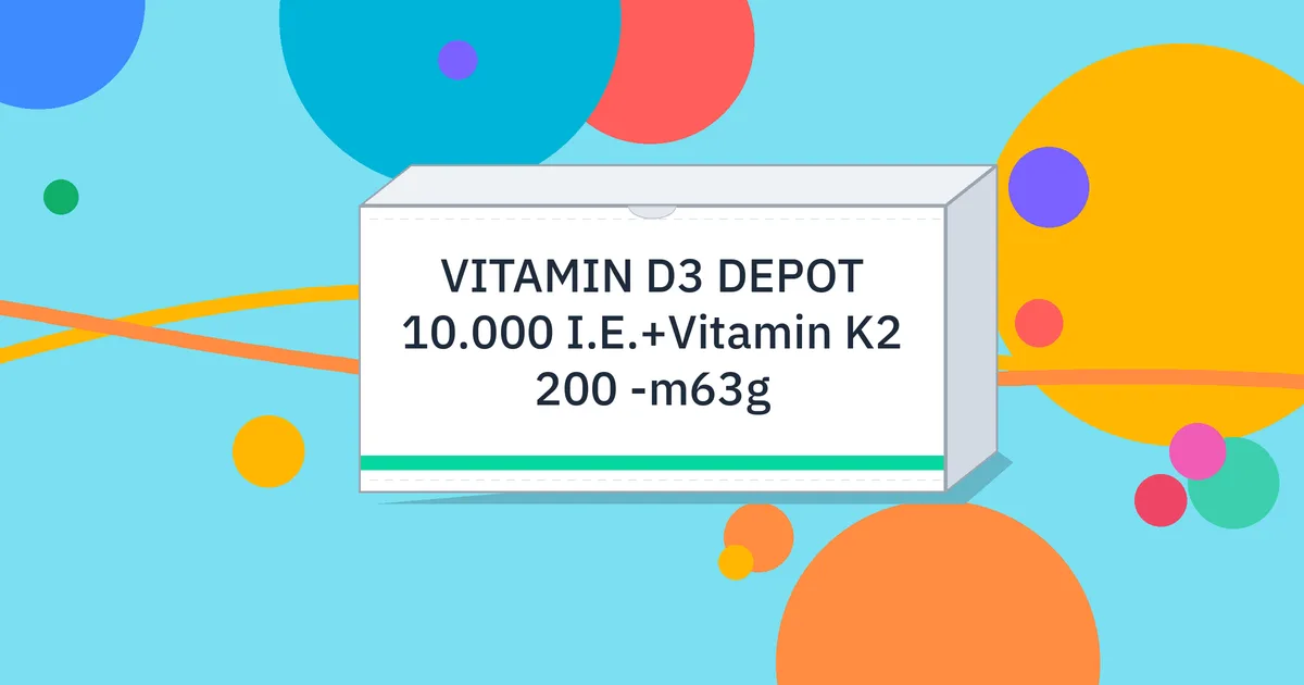 Symbolbild: Packung mit der Aufschrift VITAMIN D3 DEPOT 10.000 I.E.+Vitamin K2 200 -m63g (PZN 18236915) – Verfügbarkeit und Bezug in Apotheken in Frankfurt am Main
