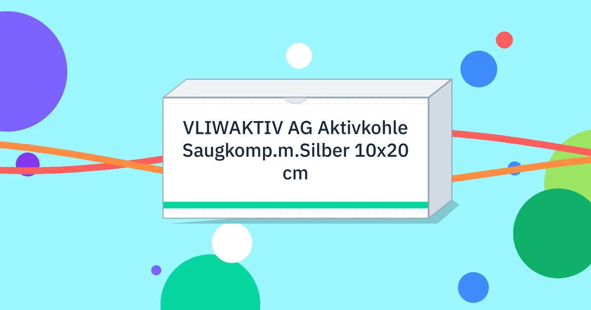 Symbolbild: Packung mit der Aufschrift VLIWAKTIV AG Aktivkohle Saugkomp.m.Silber 10x20 cm (PZN 15431272) – Verfügbarkeit und Bezug in Apotheken in Frankfurt am Main