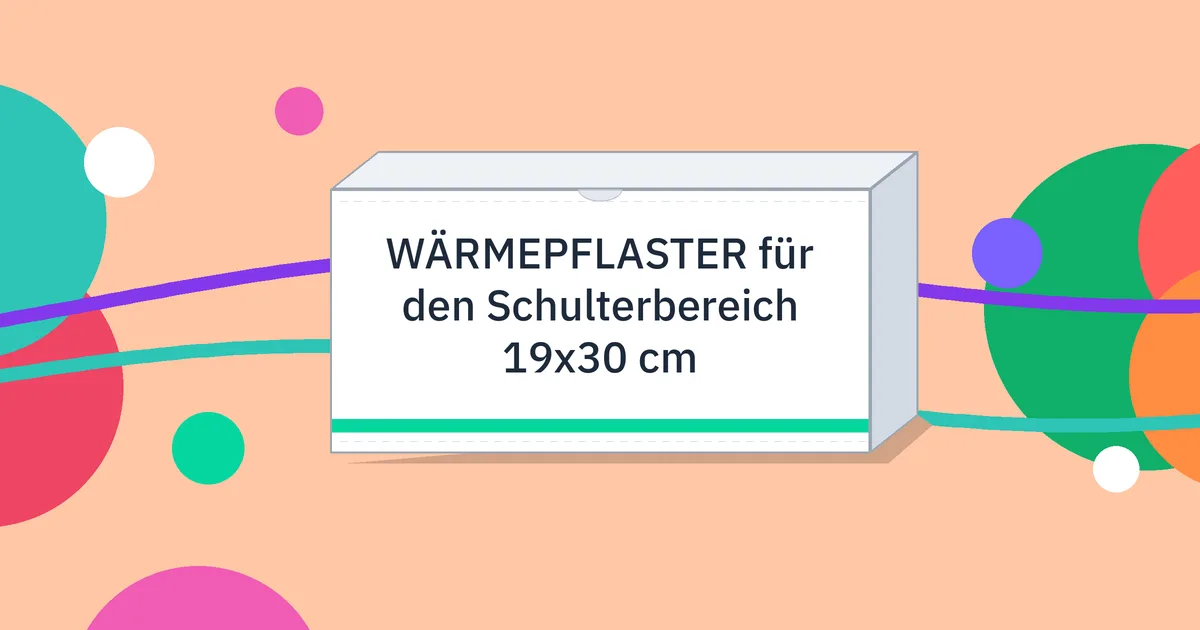 Symbolbild: Packung mit der Aufschrift WÄRMEPFLASTER für den Schulterbereich 19x30 cm (PZN 19269118) – Verfügbarkeit und Bezug in Apotheken in Frankfurt am Main