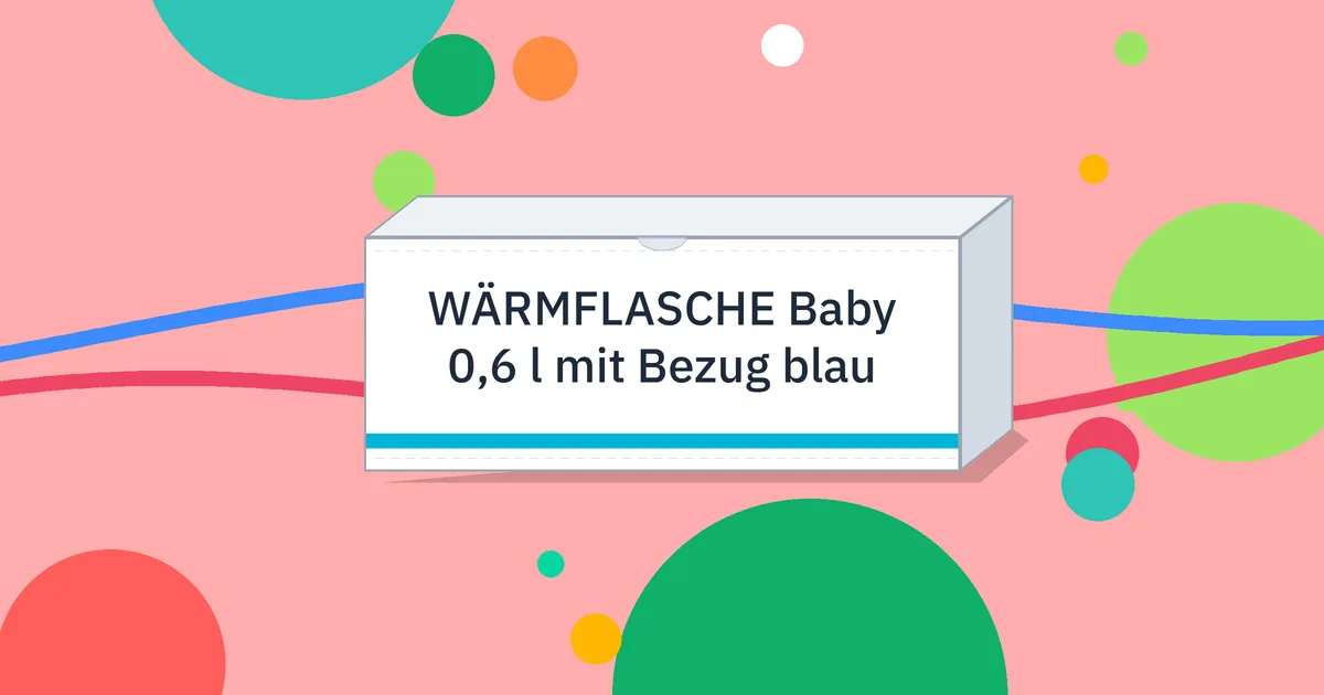 Symbolbild: Packung mit der Aufschrift WÄRMFLASCHE Baby 0,6 l mit Bezug blau (PZN 09926644) – Verfügbarkeit und Bezug in Apotheken in Frankfurt am Main