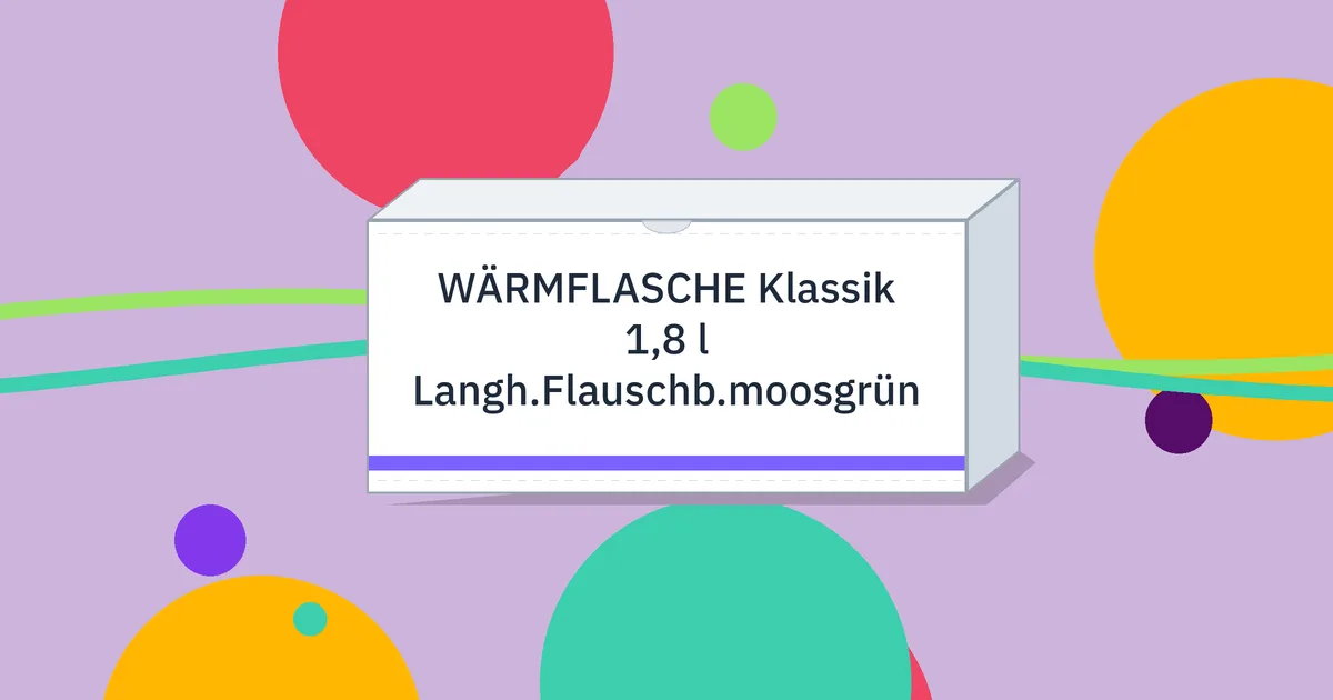 Symbolbild: Packung mit der Aufschrift WÄRMFLASCHE Klassik 1,8 l Langh.Flauschb.moosgrün (PZN 18250950) – Verfügbarkeit und Bezug in Apotheken in Frankfurt am Main