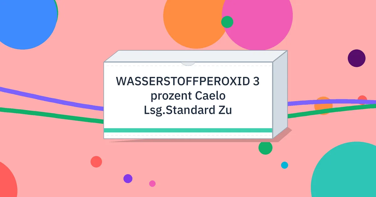 Symbolbild: Packung mit der Aufschrift WASSERSTOFFPEROXID 3 prozent Caelo Lsg.Standard Zu (PZN 15301782) – Verfügbarkeit und Bezug in Apotheken in Frankfurt am Main