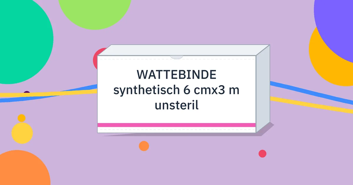 Symbolbild: Packung mit der Aufschrift WATTEBINDE synthetisch 6 cmx3 m unsteril (PZN 04015553) – Verfügbarkeit und Bezug in Apotheken in Frankfurt am Main