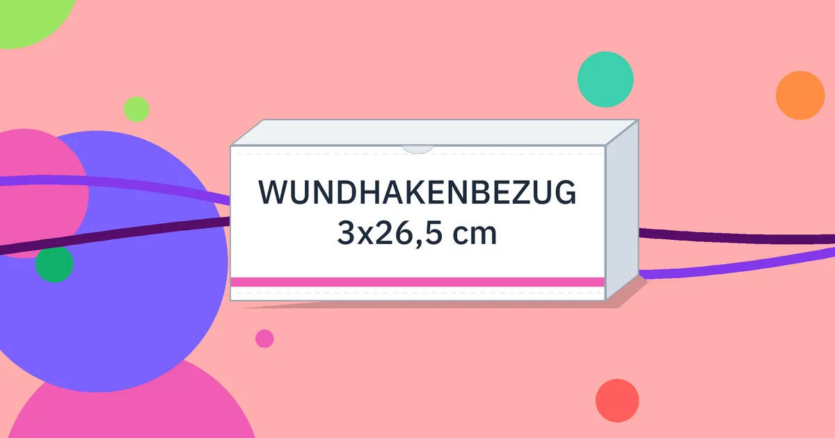 Symbolbild: Packung mit der Aufschrift WUNDHAKENBEZUG 3x26,5 cm (PZN 03056053) – Verfügbarkeit und Bezug in Apotheken in Frankfurt am Main