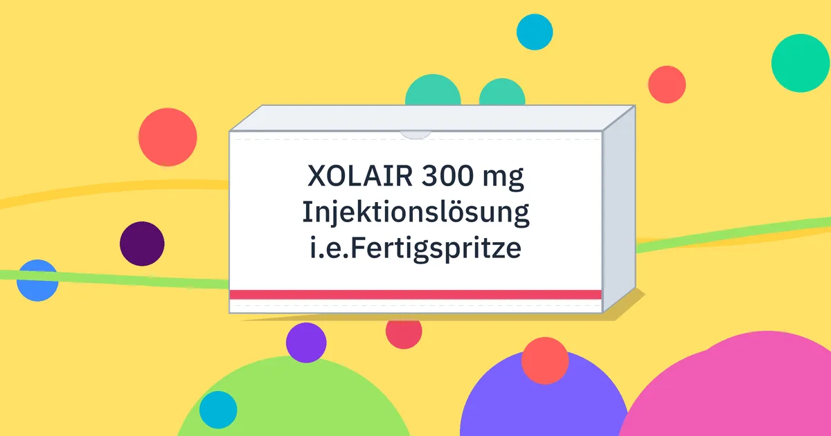 Symbolbild: Packung mit der Aufschrift XOLAIR 300 mg Injektionslösung i.e.Fertigspritze (PZN 19883746) – Verfügbarkeit und Bezug in Apotheken in Frankfurt am Main