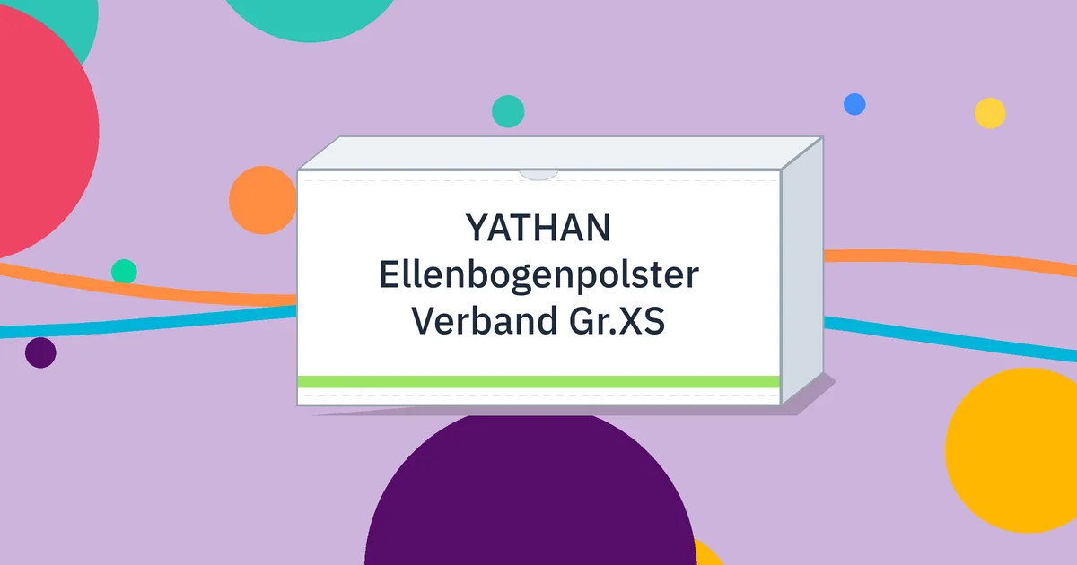 Symbolbild: Packung mit der Aufschrift YATHAN Ellenbogenpolster Verband Gr.XS (PZN 13870872) – Verfügbarkeit und Bezug in Apotheken in Frankfurt am Main