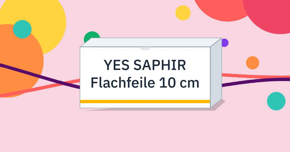 Symbolbild: Packung mit der Aufschrift YES SAPHIR Flachfeile 10 cm (PZN 14220478) – Verfügbarkeit und Bezug in Apotheken in Frankfurt am Main