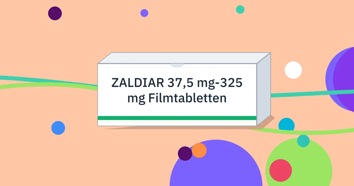 Symbolbild: Packung mit der Aufschrift ZALDIAR 37,5 mg-325 mg Filmtabletten (PZN 02846014) – Verfügbarkeit und Bezug in Apotheken in Frankfurt am Main