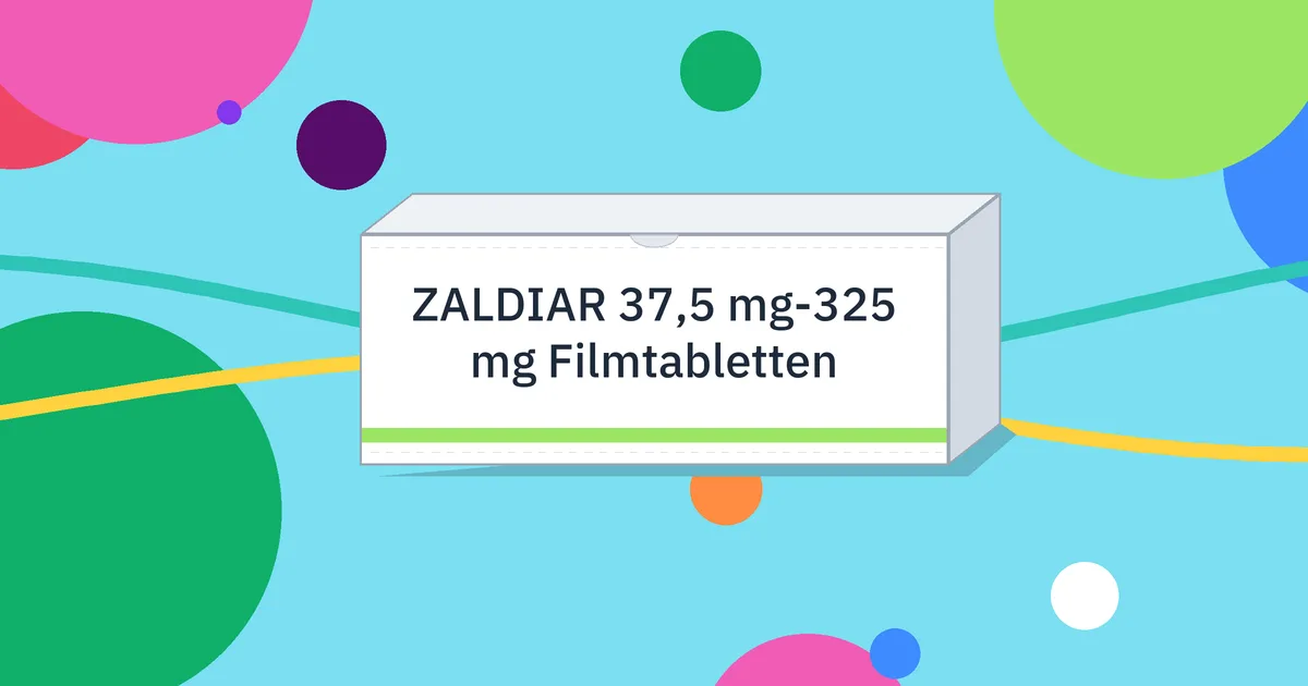 Symbolbild: Packung mit der Aufschrift ZALDIAR 37,5 mg-325 mg Filmtabletten (PZN 03235985) – Verfügbarkeit und Bezug in Apotheken in Frankfurt am Main