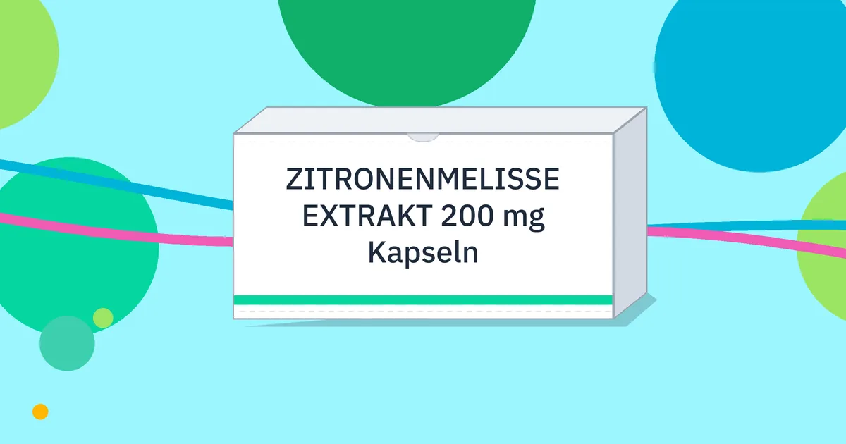 Symbolbild: Packung mit der Aufschrift ZITRONENMELISSE EXTRAKT 200 mg Kapseln (PZN 19680121) – Verfügbarkeit und Bezug in Apotheken in Frankfurt am Main