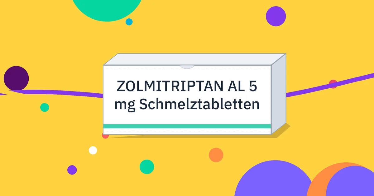 Symbolbild: Packung mit der Aufschrift ZOLMITRIPTAN AL 5 mg Schmelztabletten (PZN 09282342) – Verfügbarkeit und Bezug in Apotheken in Frankfurt am Main