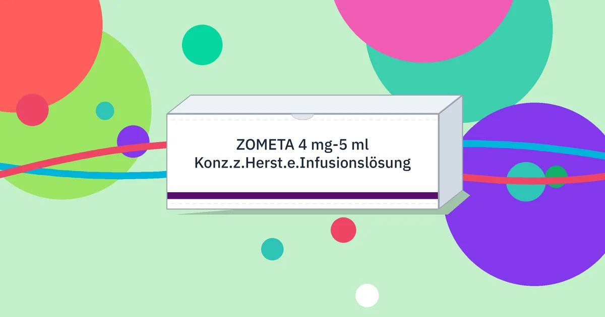 Symbolbild: Packung mit der Aufschrift ZOMETA 4 mg-5 ml Konz.z.Herst.e.Infusionslösung (PZN 03401343) – Verfügbarkeit und Bezug in Apotheken in Frankfurt am Main