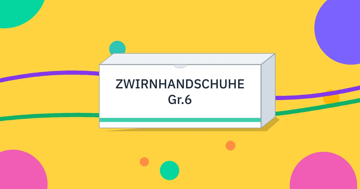 Symbolbild: Packung mit der Aufschrift ZWIRNHANDSCHUHE Gr.6 (PZN 16776139) – Verfügbarkeit und Bezug in Apotheken in Frankfurt am Main