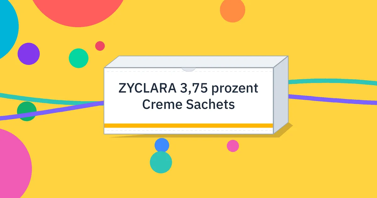 Symbolbild: Packung mit der Aufschrift ZYCLARA 3,75 prozent Creme Sachets (PZN 11675959) – Verfügbarkeit und Bezug in Apotheken in Frankfurt am Main