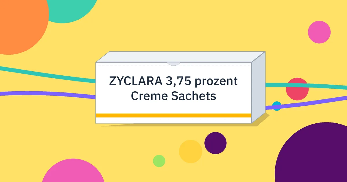 Symbolbild: Packung mit der Aufschrift ZYCLARA 3,75 prozent Creme Sachets (PZN 12535120) – Verfügbarkeit und Bezug in Apotheken in Frankfurt am Main