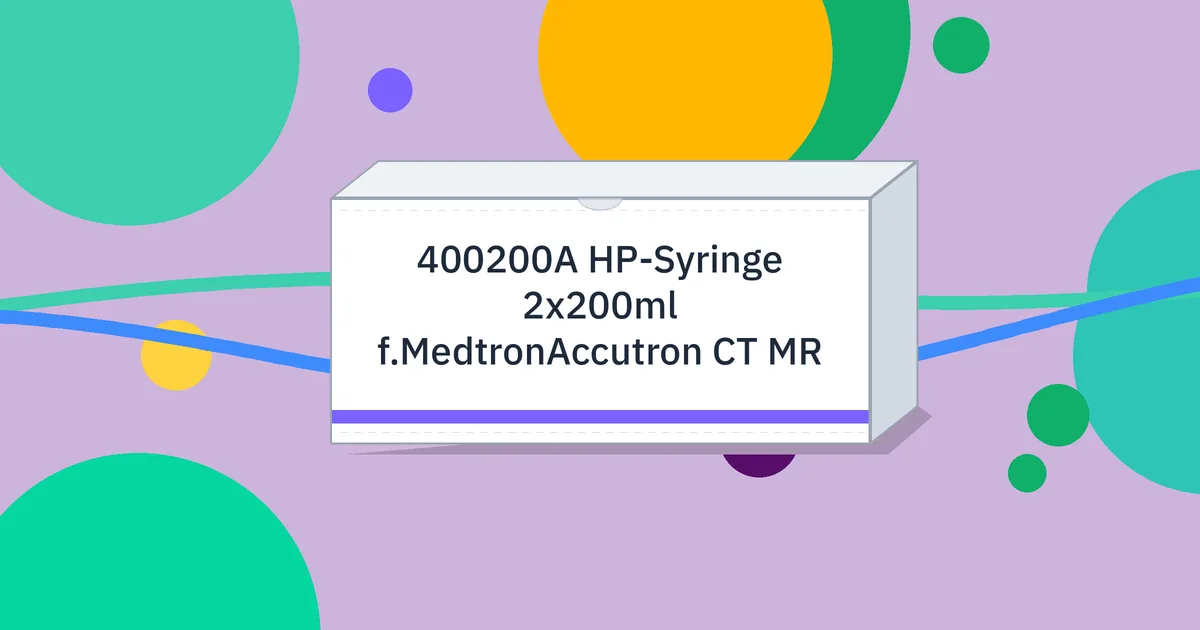 Symbolbild: Packung mit der Aufschrift 400200A HP-Syringe 2x200ml f.MedtronAccutron CT MR (PZN 10983819) – Verfügbarkeit und Bezug in Apotheken in Frankfurt am Main