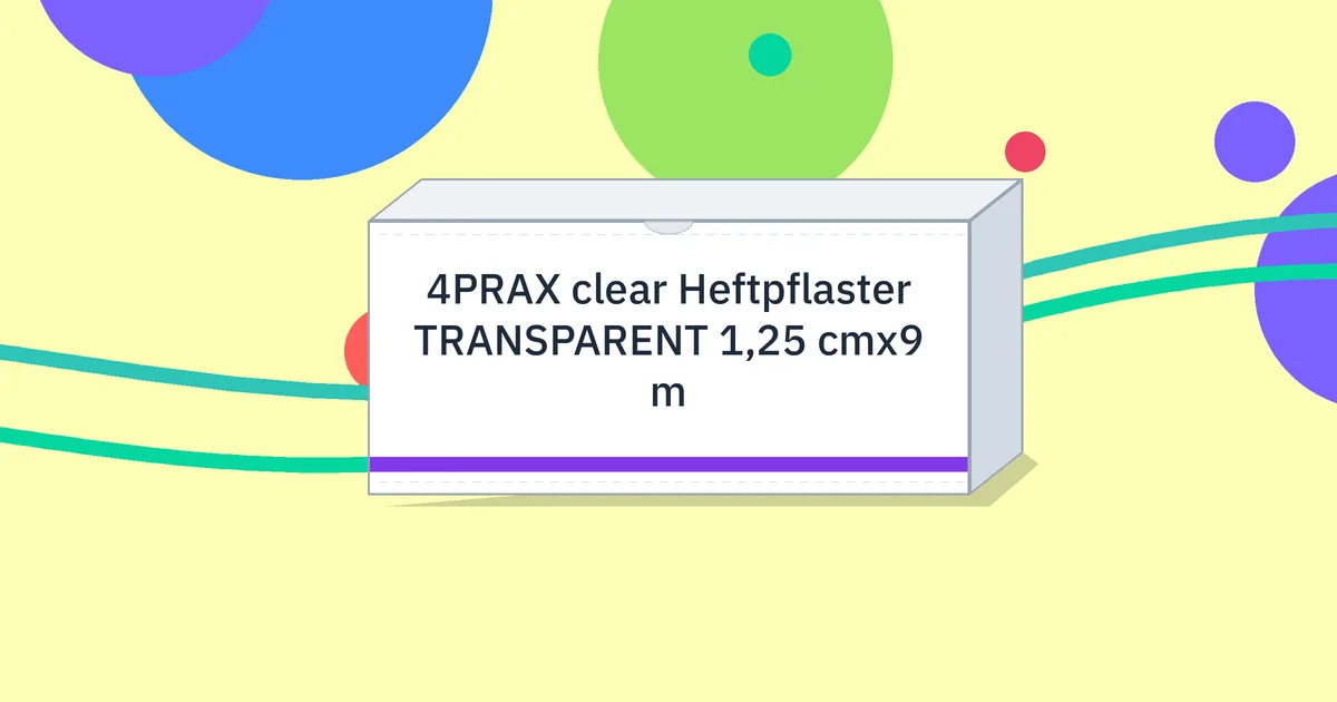 Symbolbild: Packung mit der Aufschrift 4PRAX clear Heftpflaster TRANSPARENT 1,25 cmx9 m (PZN 20231049) – Verfügbarkeit und Bezug in Apotheken in Frankfurt am Main