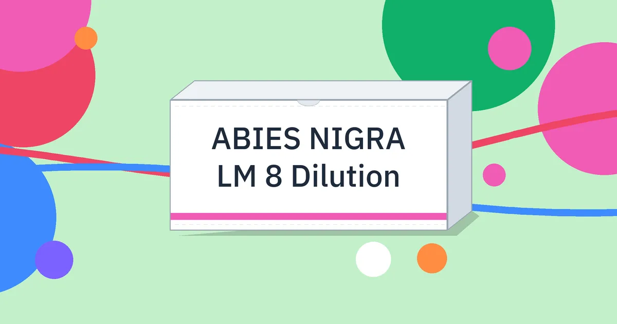 Symbolbild: Packung mit der Aufschrift ABIES NIGRA LM 8 Dilution (PZN 13260300) – Verfügbarkeit und Bezug in Apotheken in Frankfurt am Main