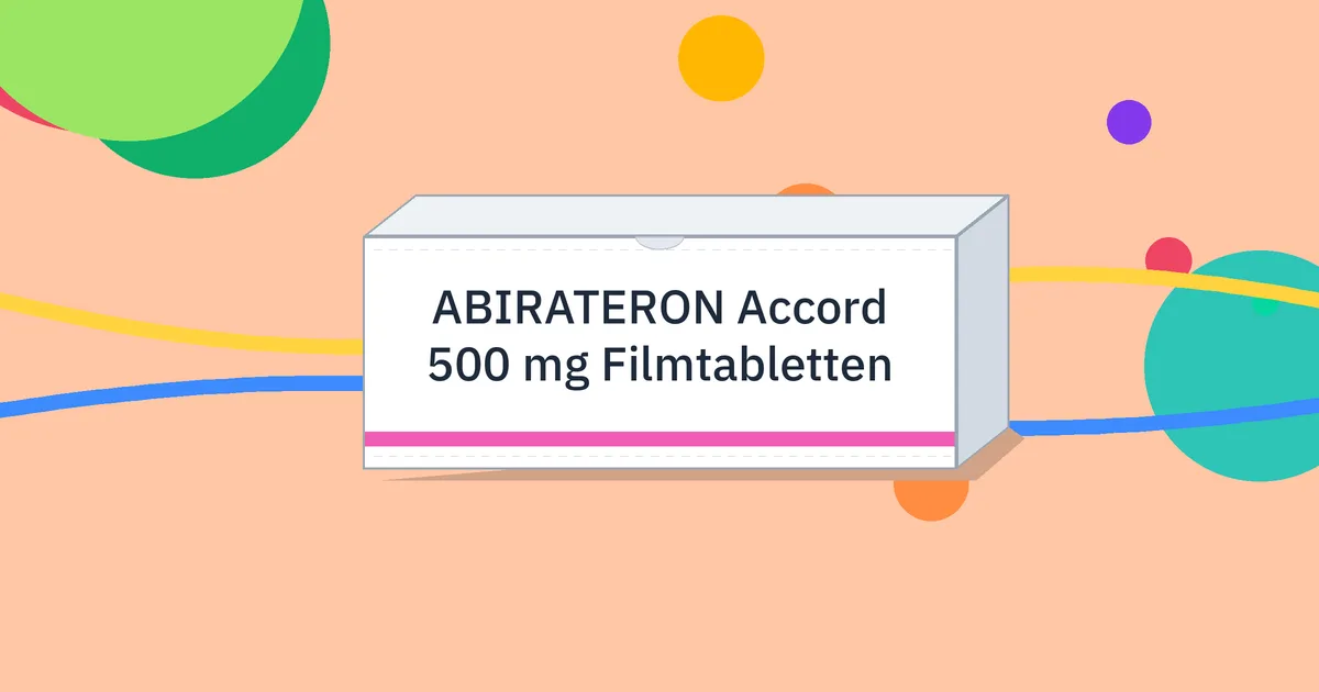 Symbolbild: Packung mit der Aufschrift ABIRATERON Accord 500 mg Filmtabletten (PZN 17997339) – Verfügbarkeit und Bezug in Apotheken in Frankfurt am Main