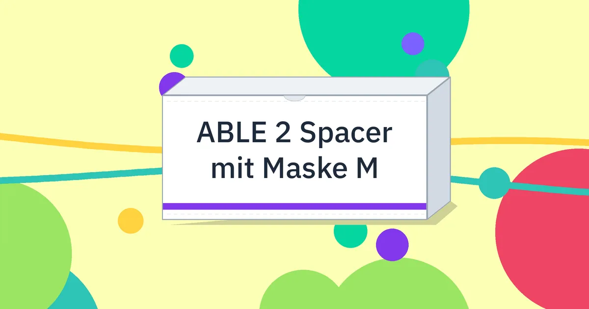 Symbolbild: Packung mit der Aufschrift ABLE 2 Spacer mit Maske M (PZN 15517507) – Verfügbarkeit und Bezug in Apotheken in Frankfurt am Main