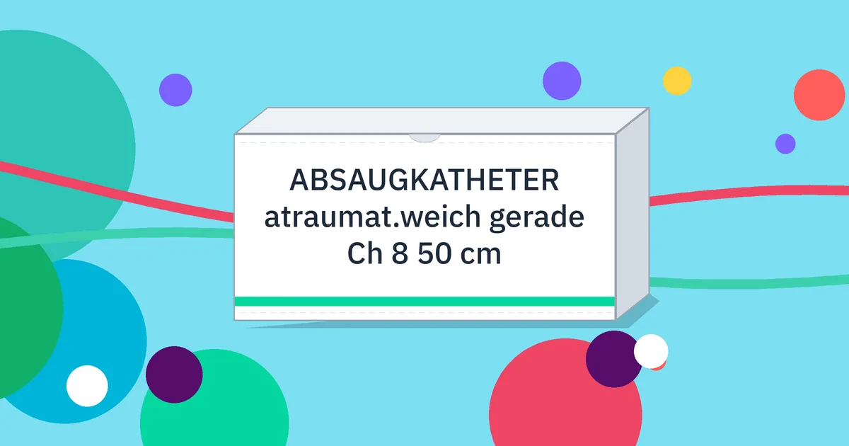 Symbolbild: Packung mit der Aufschrift ABSAUGKATHETER atraumat.weich gerade Ch 8 50 cm (PZN 09916255) – Verfügbarkeit und Bezug in Apotheken in Frankfurt am Main