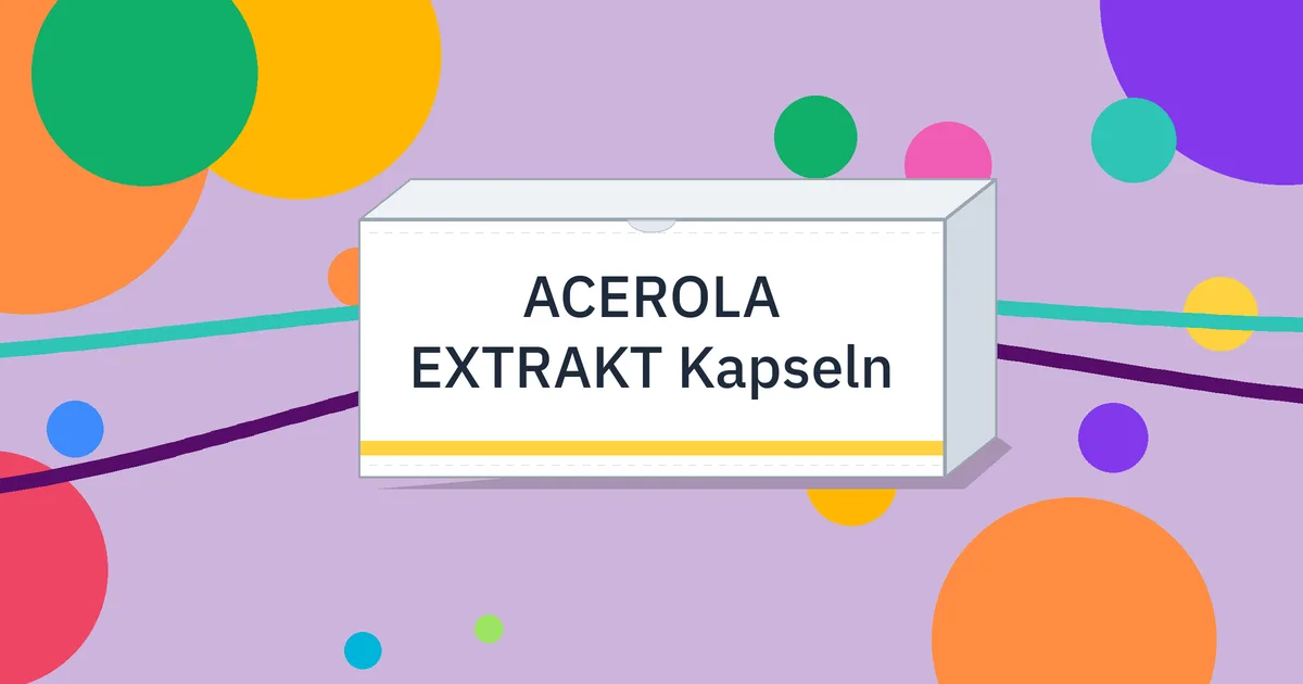 Symbolbild: Packung mit der Aufschrift ACEROLA EXTRAKT Kapseln (PZN 07791016) – Verfügbarkeit und Bezug in Apotheken in Frankfurt am Main