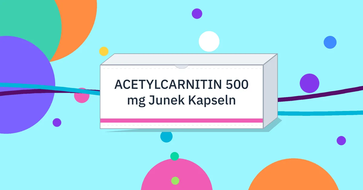 Symbolbild: Packung mit der Aufschrift ACETYLCARNITIN 500 mg Junek Kapseln (PZN 00136202) – Verfügbarkeit und Bezug in Apotheken in Frankfurt am Main
