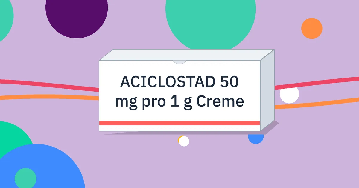 Symbolbild: Packung mit der Aufschrift ACICLOSTAD 50 mg pro 1 g Creme (PZN 06873137) – Verfügbarkeit und Bezug in Apotheken in Frankfurt am Main