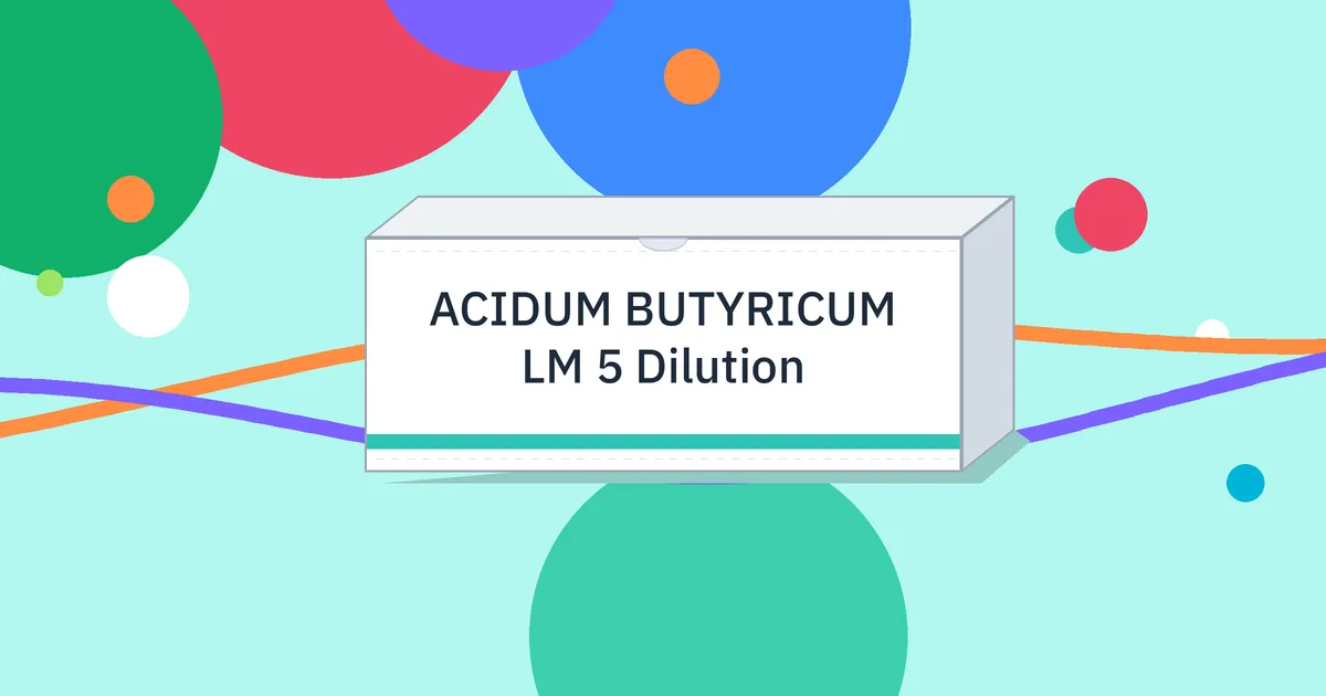 Symbolbild: Packung mit der Aufschrift ACIDUM BUTYRICUM LM 5 Dilution (PZN 13270474) – Verfügbarkeit und Bezug in Apotheken in Frankfurt am Main