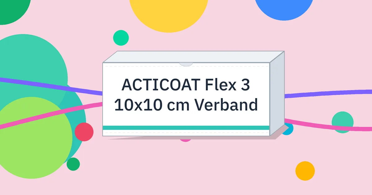 Symbolbild: Packung mit der Aufschrift ACTICOAT Flex 3 10x10 cm Verband (PZN 17830616) – Verfügbarkeit und Bezug in Apotheken in Frankfurt am Main