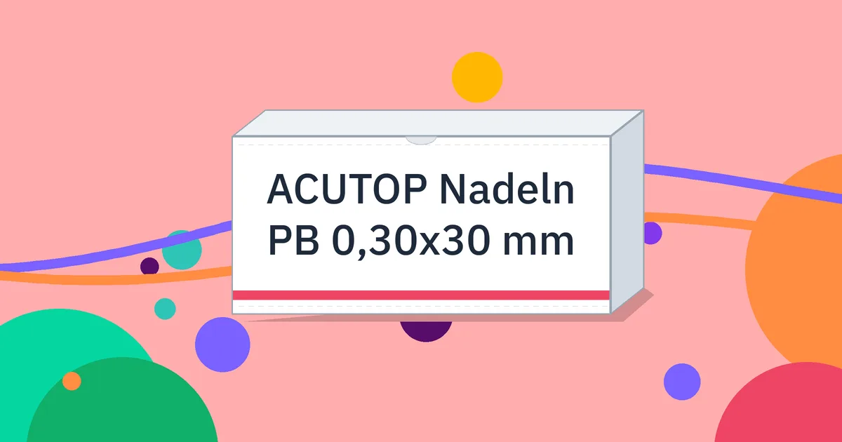 Symbolbild: Packung mit der Aufschrift ACUTOP Nadeln PB 0,30x30 mm (PZN 12466376) – Verfügbarkeit und Bezug in Apotheken in Frankfurt am Main