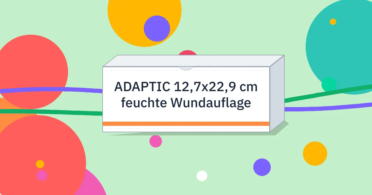 Symbolbild: Packung mit der Aufschrift ADAPTIC 12,7x22,9 cm feuchte Wundauflage (PZN 11035326) – Verfügbarkeit und Bezug in Apotheken in Frankfurt am Main