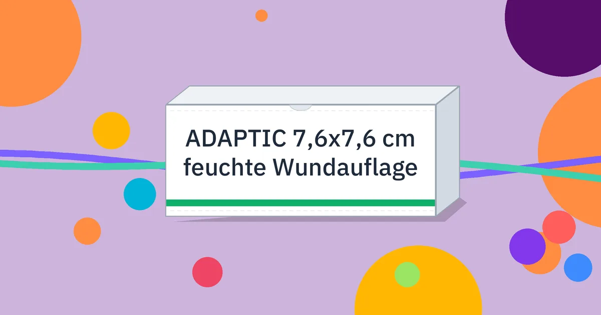 Symbolbild: Packung mit der Aufschrift ADAPTIC 7,6x7,6 cm feuchte Wundauflage (PZN 12411145) – Verfügbarkeit und Bezug in Apotheken in Frankfurt am Main