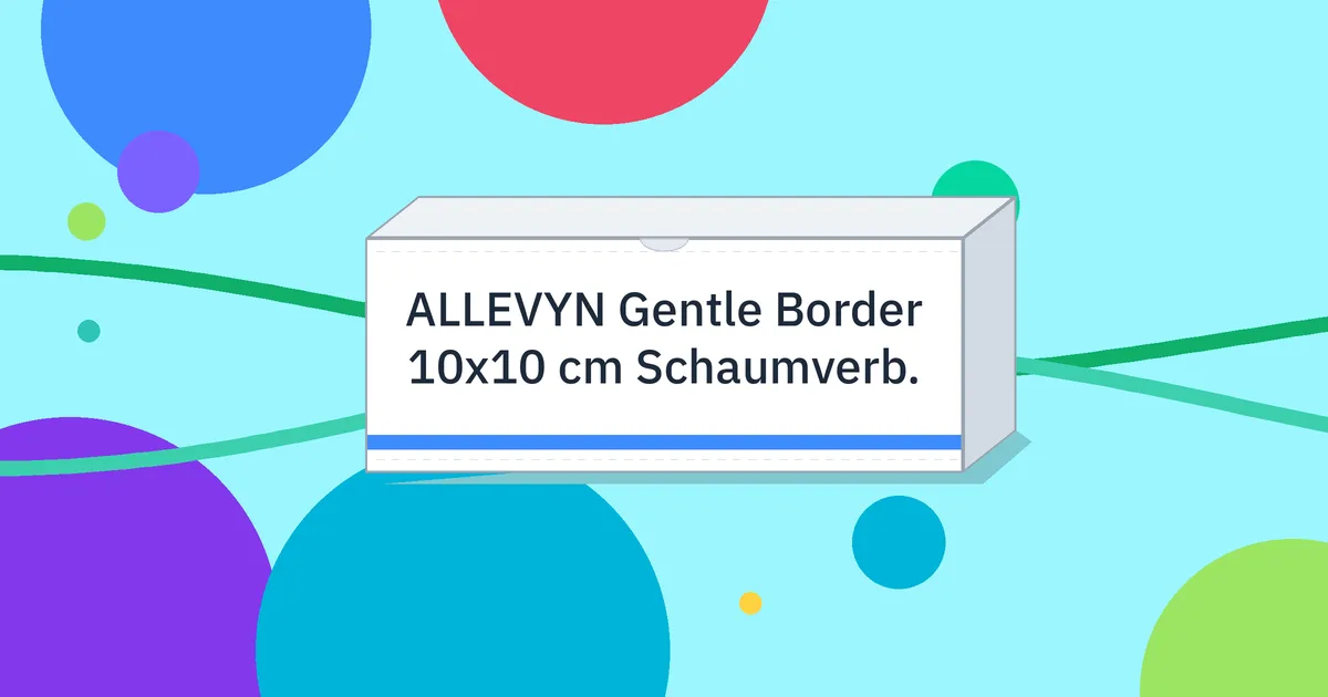 Symbolbild: Packung mit der Aufschrift ALLEVYN Gentle Border 10x10 cm Schaumverb. (PZN 10287072) – Verfügbarkeit und Bezug in Apotheken in Frankfurt am Main