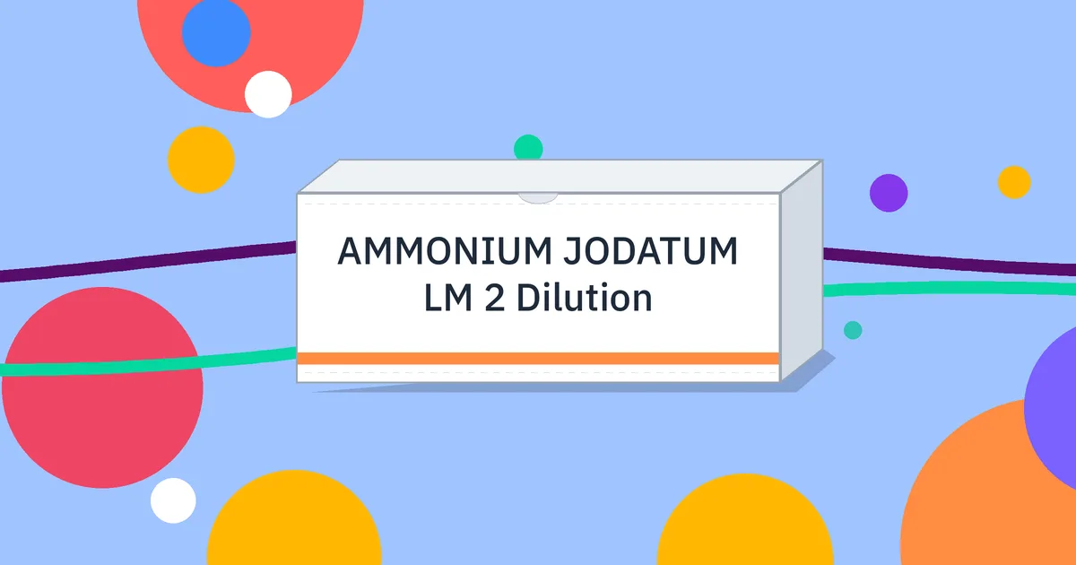 Symbolbild: Packung mit der Aufschrift AMMONIUM JODATUM LM 2 Dilution (PZN 13321214) – Verfügbarkeit und Bezug in Apotheken in Frankfurt am Main