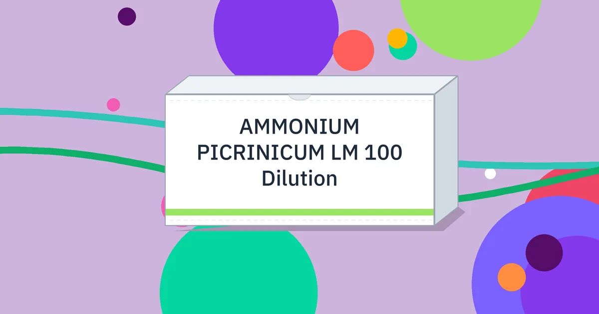 Symbolbild: Packung mit der Aufschrift AMMONIUM PICRINICUM LM 100 Dilution (PZN 13323029) – Verfügbarkeit und Bezug in Apotheken in Frankfurt am Main
