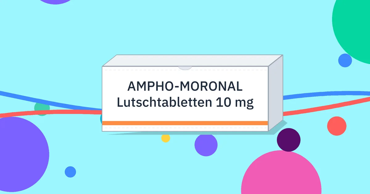 Symbolbild: Packung mit der Aufschrift AMPHO-MORONAL Lutschtabletten 10 mg (PZN 15745734) – Verfügbarkeit und Bezug in Apotheken in Frankfurt am Main