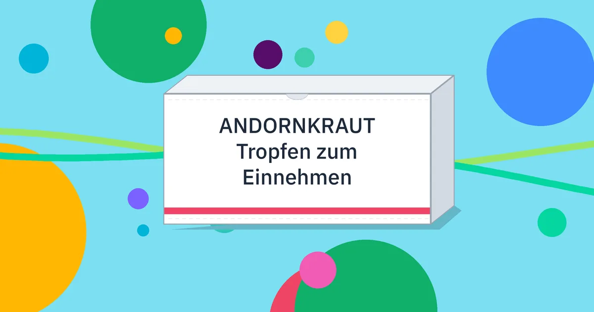Symbolbild: Packung mit der Aufschrift ANDORNKRAUT Tropfen zum Einnehmen (PZN 11602593) – Verfügbarkeit und Bezug in Apotheken in Frankfurt am Main