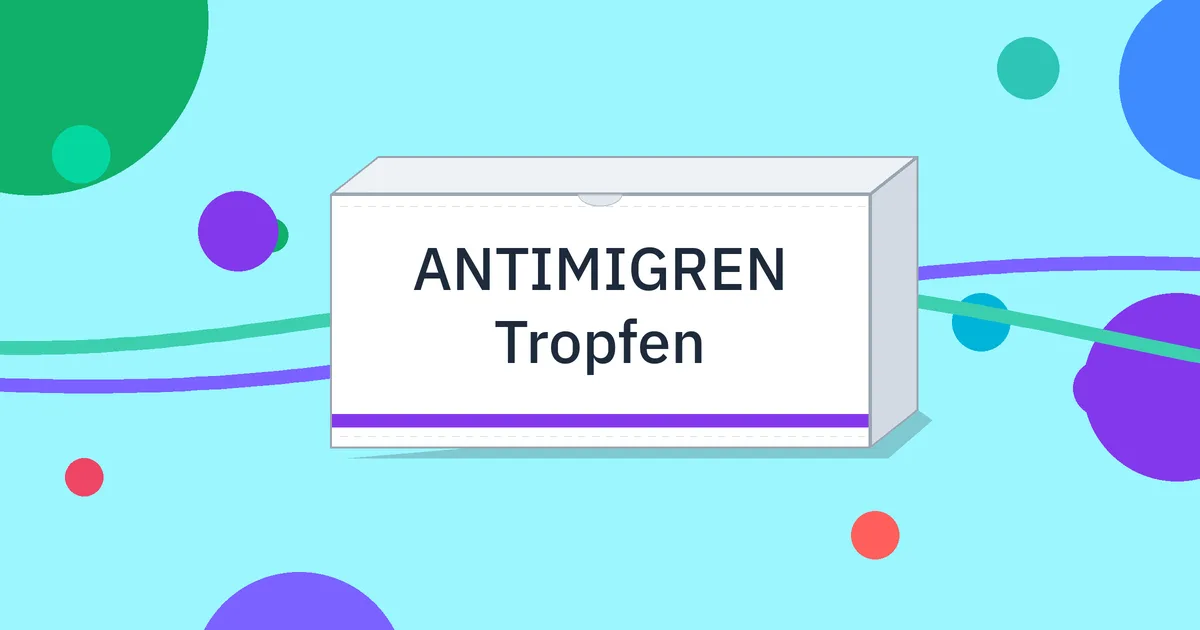 Symbolbild: Packung mit der Aufschrift ANTIMIGREN Tropfen (PZN 12454249) – Verfügbarkeit und Bezug in Apotheken in Frankfurt am Main