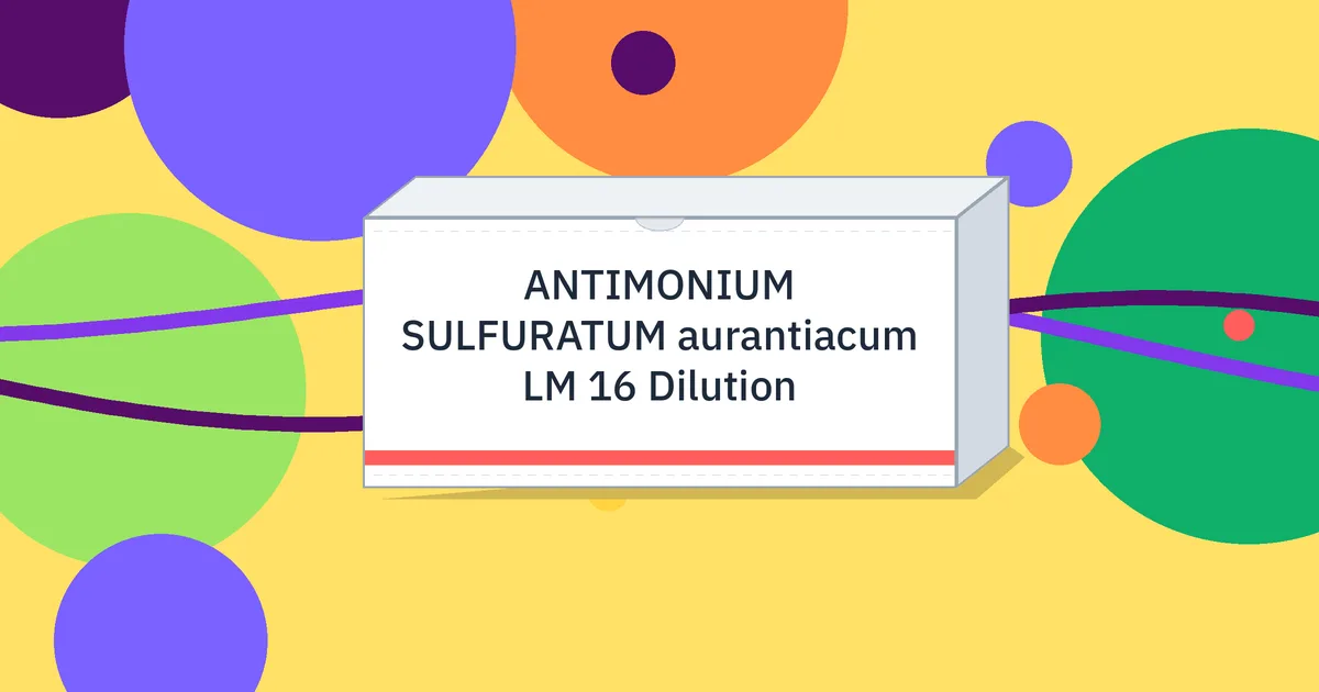 Symbolbild: Packung mit der Aufschrift ANTIMONIUM SULFURATUM aurantiacum LM 16 Dilution (PZN 13375463) – Verfügbarkeit und Bezug in Apotheken in Frankfurt am Main